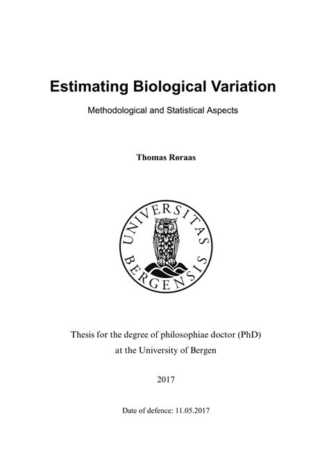 Pdf Estimating Biological Variation Methodological And Statistical