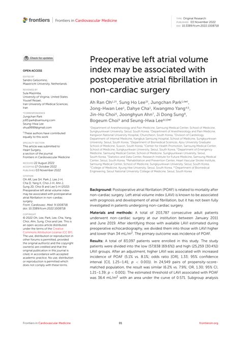 Pdf Preoperative Left Atrial Volume Index May Be Associated With