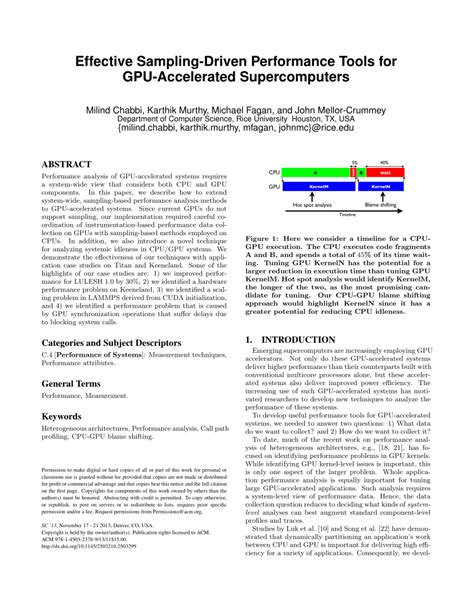 Pdf Effective Sampling Driven Performance Tools For Gpu Accelerated Supercomputers