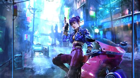 Asian Girl With Bike Live Wallpaper Free Animated Desktop Background