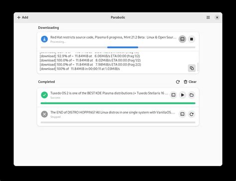 Parabolic A Yt Dlp Frontend App For Linux