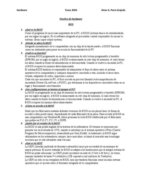 Practico De Hardware Bios Pdf Bios Hardware De La Computadora