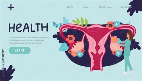 Female Menstrual Cycle Landing Page Female Doctor Tracking Menstrual Cycle Vector Illustration
