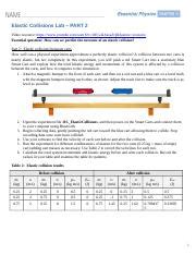 Elastic Collisions Lab PART Docx Elastic Collisions Lab PART Video Resource Course Hero