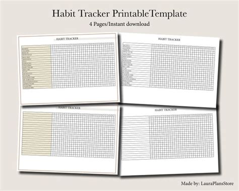 Habit Tracker Printable Template Etsy