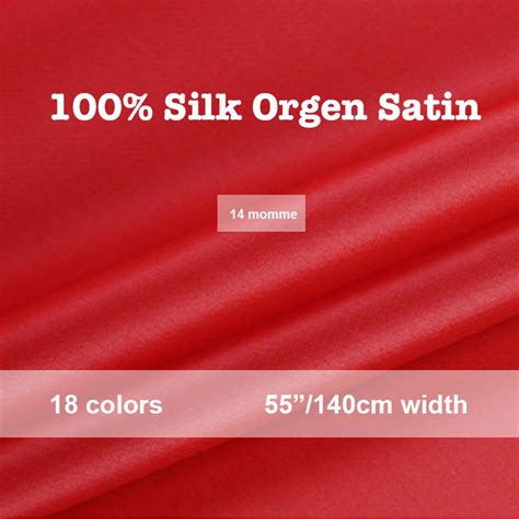 18 Colors Silk Solid Orgen Satin Silk Fabric 100 Pure Silk 14 Momme