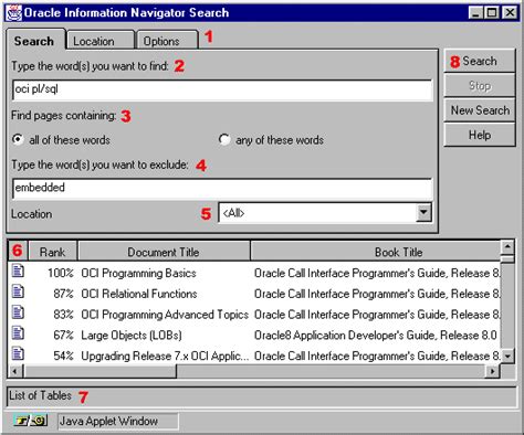 Oracle Information Navigator Search Help