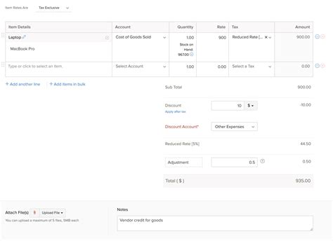 Vendor Credits Help Zoho Books