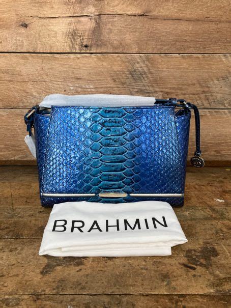 Brahmin Hillary Electric Blue Ateague Leather Crossbody Shoulder Bag