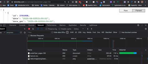 Screenshot Showing Posts Being Requested With The WP REST API
