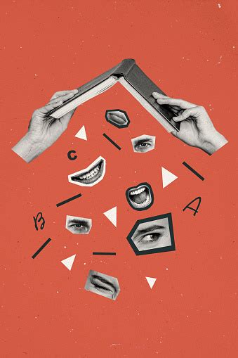 손 잡기 책 소름 끼치는 공포 플롯 소설 신체 부위 요소 눈 입 찡그린 얼굴 페인트 배경 절연 통하고 있는 일러스트 레이츠 사진 콜라주 0명에 대한 스톡 사진 및 기타