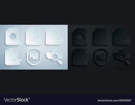 Set Document Folder Protection Delete File Vector Image