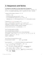 Sequences and Series: Boundedness, Convergence, and Limits | Course Hero