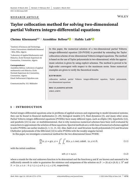 Taylor Collocation Method For Solving Two‐dimensional Partial Volterra