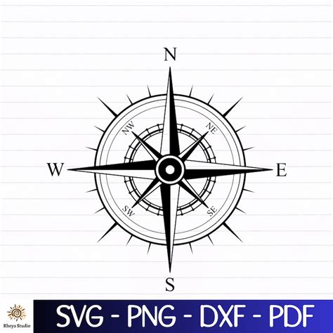 Compass Svg Compass Rose Svg Digital Download Svg Dxf Png Pdf Etsy