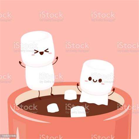 재미있는 마시멜로 캐릭터와 커피 한잔 마시멜로 캐릭터 디자인 디저트 만화 겨울에 대한 스톡 벡터 아트 및 기타 이미지 겨울 계절 귀여운 Istock