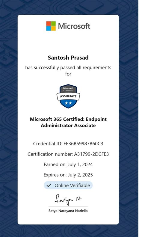 I Have Completed A Microsoft Endpoint Administrator Santosh Prasad