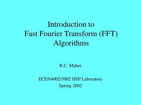 PPT Introduction To Fast Fourier Transform FFT Algorithms PowerPoint Presentation ID