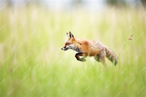 Premium Photo Red Fox Pouncing In A Field