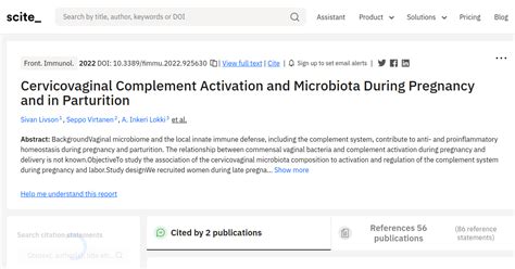 [citation Report] Cervicovaginal Complement Activation And Microbiota During Pregnancy And In