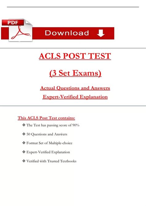 Acls Post Test 3 Set Exams Actual Latest 2025 2026 Questions And Answers Expert Verified