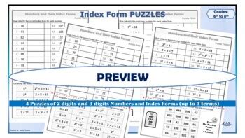 Exponents Indices Numbers And Index Form Matching Activity