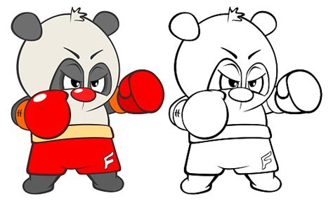 당신을 위한 귀여운 만화 캐릭터 팬더의 벡터 일러스트 레이션 디자인 및 컴퓨터 게임 색칠하기 책 윤곽선 세트 권투 스포츠에 대한 스톡 벡터 아트 및 기타 이미지 Istock