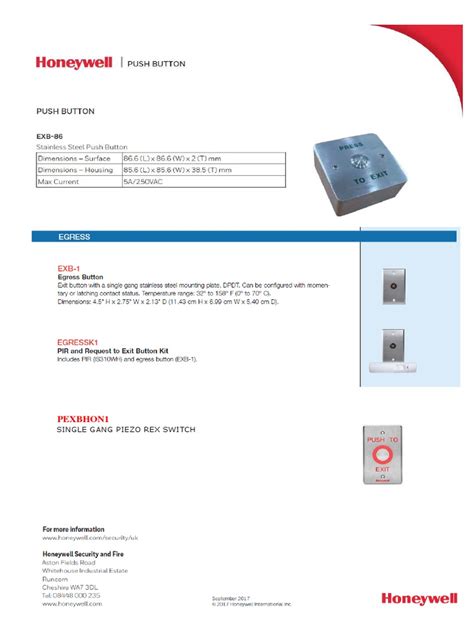 Honeywell Exit Push Button Pdf