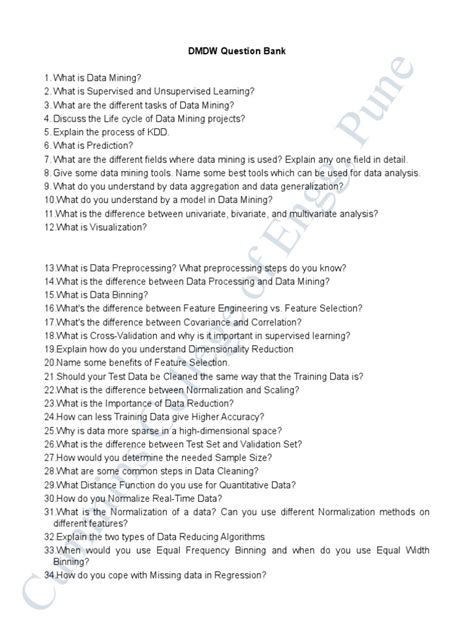 Dmdw Lab Oral Question Bank Pdf Cluster Analysis Statistical