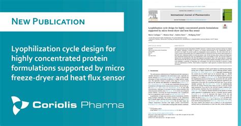 Coriolis Pharma On Linkedin Lyophilization Cycle Design For Highly