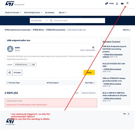 Authentication Failed While Being Logged In Stmicroelectronics