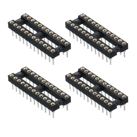 4pcs Dip Ic Chip Socket Adapter Round Pin 24p 254mm Pitch Ic Socket