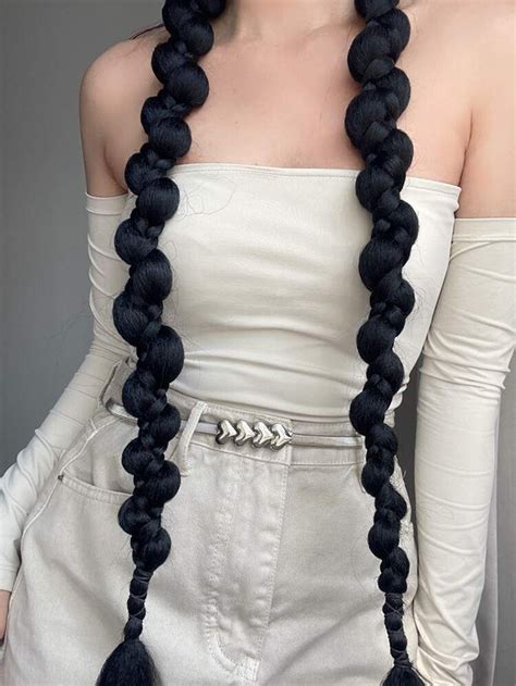 2pcs Long Braided Ponytail Synthetic Hair Extension Long Hair Styles