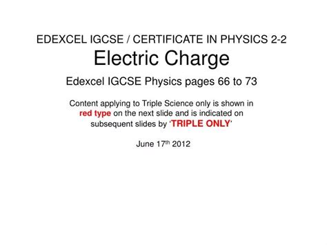 ppt edexcel igcse certificate in physics 2 2 electric charge