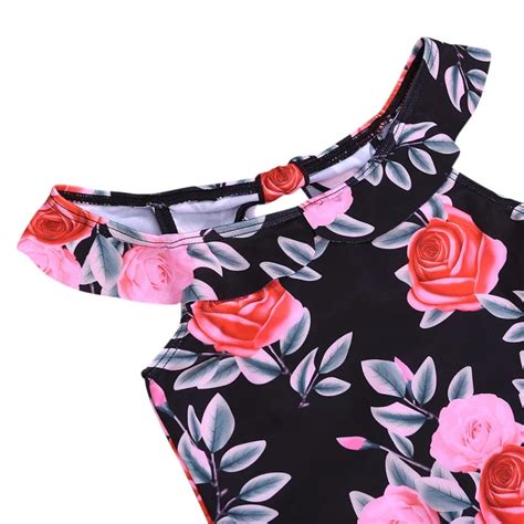 Новинка одежда для купания для девочек летний купальник без рукавов с цветочным принтом на