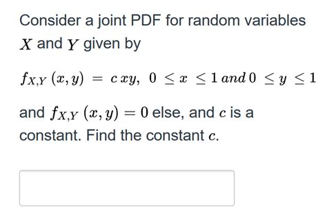 Solved Consider A Joint PDF For Random Variables X And Y Chegg