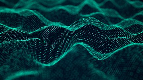 추상적 디지털 배경 음악 녹색 파도 배경 빅 데이터 시각화 3d 렌더링 움직이는 점이 있는 통신 및 기술 네트워크 배경 추상적인에 대한 스톡 사진 및 기타 이미지 Istock