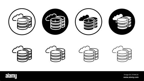 Cloud Database Icon Logo Sign Vector Outline In Black And White Color Stock Vector Image And Art