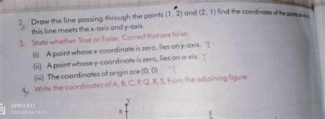2 draw the line passing through the points 1 2 and 2 1 find the coor