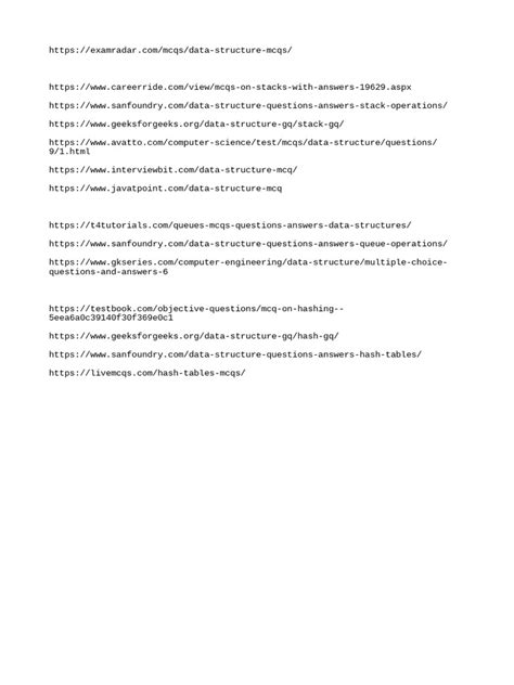 Data Structure Mcqs Practise Links Pdf