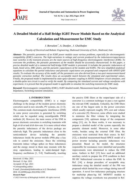 Pdf A Detailed Model Of A Half Bridge Igbt Power Module Based