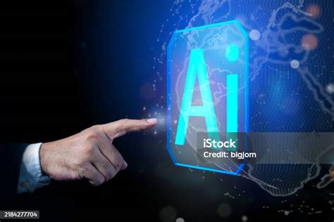 사업가 손 가리키는 Ai 인공 지능 가상 화면 세계 배경 빅 데이터 분석 기계 학습 비즈니스 및 산업 제조의 자동화 기술 가리키기에 대한 스톡 사진 및 기타 이미지 Istock