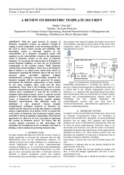 Pdf A Review On Biometric Template Security