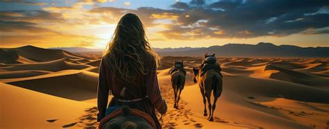 premium ai image woman on camel ai generated