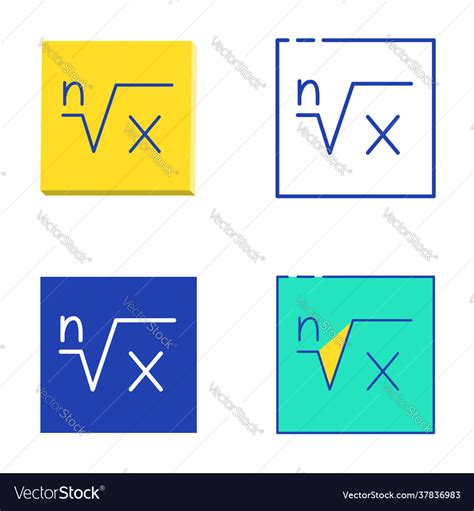 Math Powers And Roots Icon Set In Flat Line Vector Image