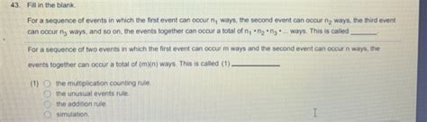 solved 43 fill in the blank for a sequence of events in