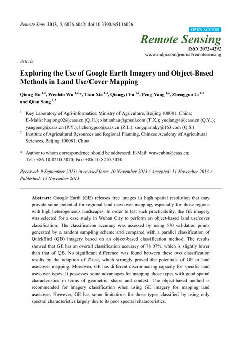 PDF Exploring The Use Of Google Earth Imagery And Object Based Methods In Land Use Cover Mapping