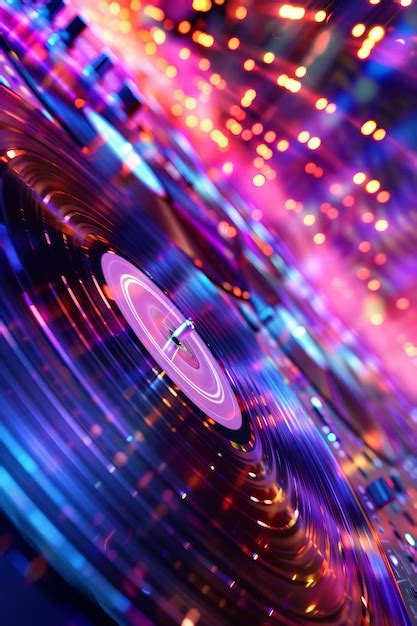 Dynamic Turntable With Light Streaks And Bokeh Effects Premium Ai
