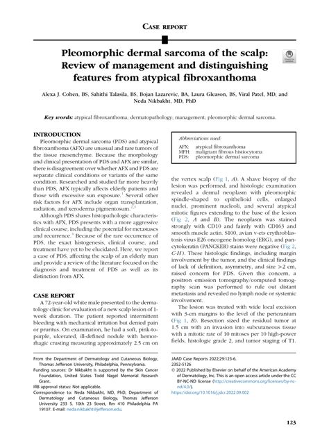 PDF Pleomorphic Dermal Sarcoma Of The Scalp Review Of Management And