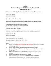 IP Address Assignment October NIMBSF A Docx IMS Individual Assignment IP Addressing